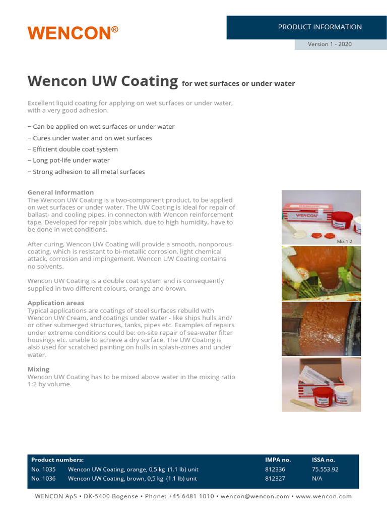Wencon uw coating | PDF | Coating | Water