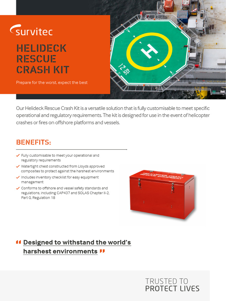 Survitec Helideck Rescue Crash Kit Datasheet | PDF