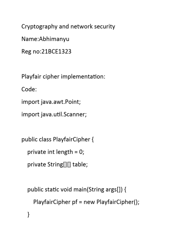 Playfair cipher | PDF | Cipher | Computer Security Playfair cipher | PDF | Cipher | Computer Security
