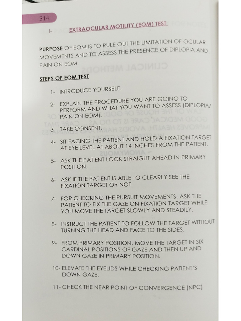 Clinical Methods EYE by Dr. Imran Saleem | PDF