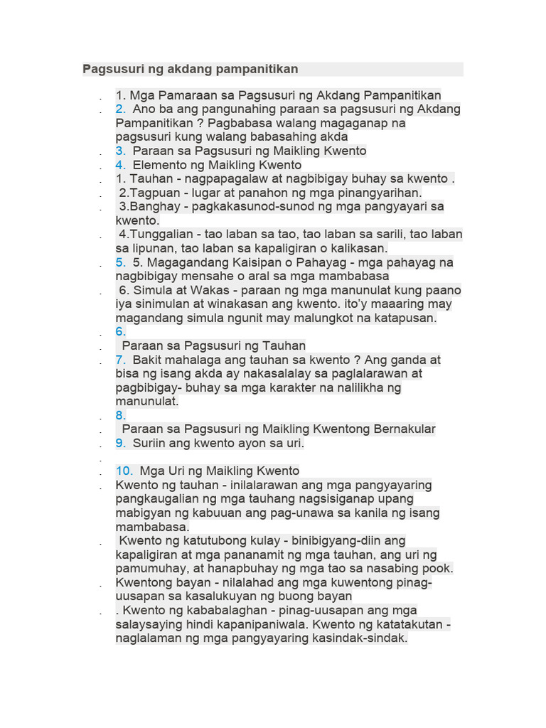 Pagsusuri NG Akdang Pampanitikan | PDF