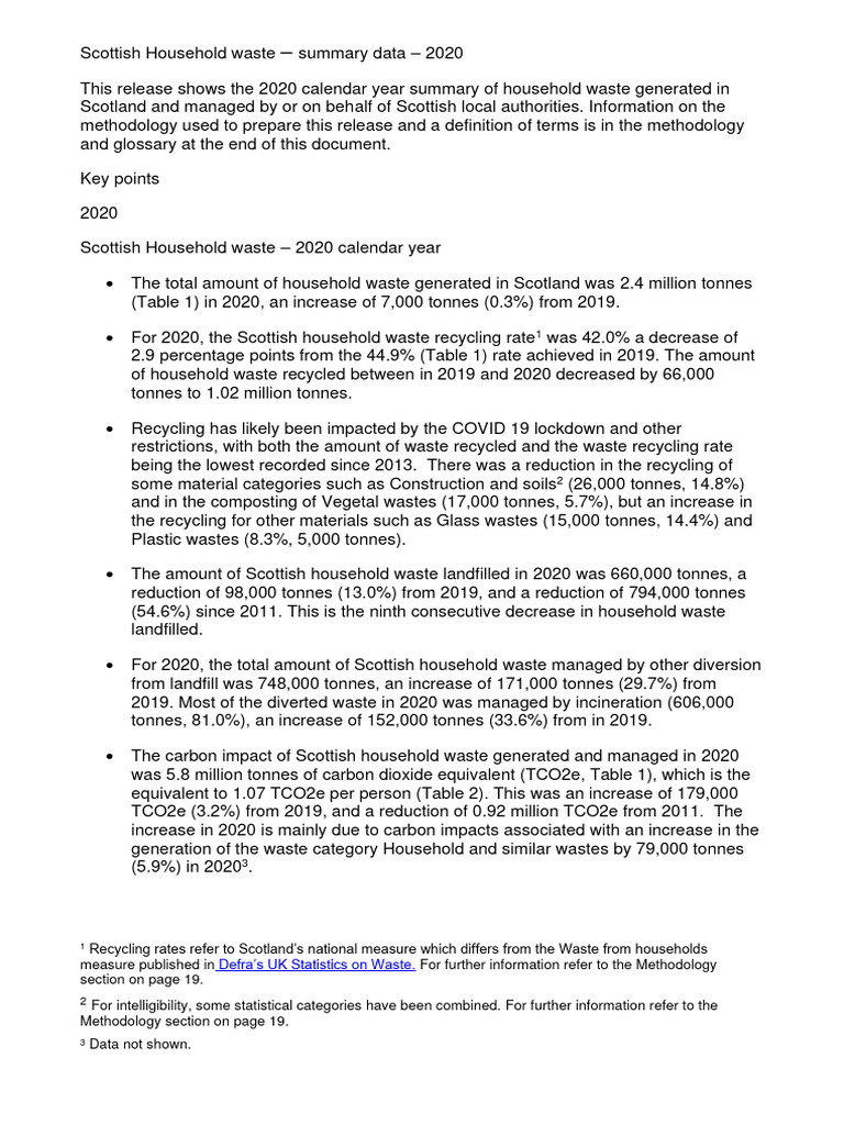 Scottish Household Waste Data 2020 | PDF | Waste | Recycling