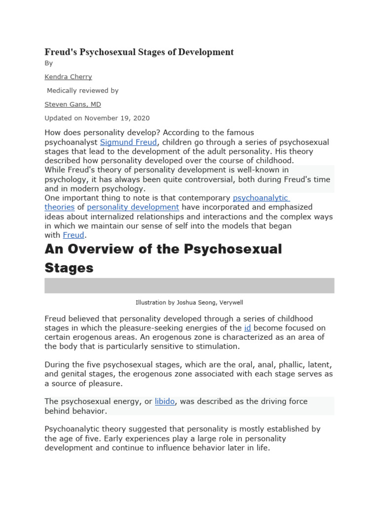 Freud Psychosexual Stages of Development | PDF | Id | Sigmund Freud