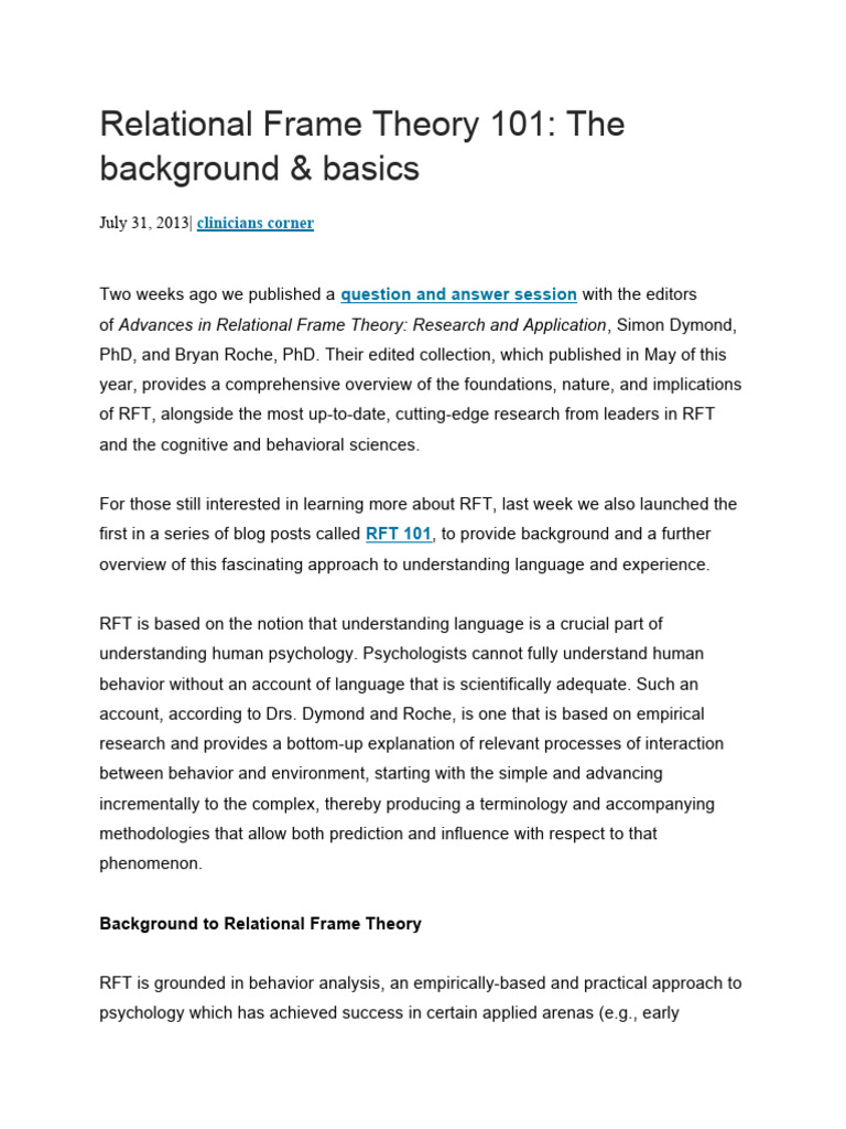 Frame Theory | PDF | Reinforcement | Behaviorism