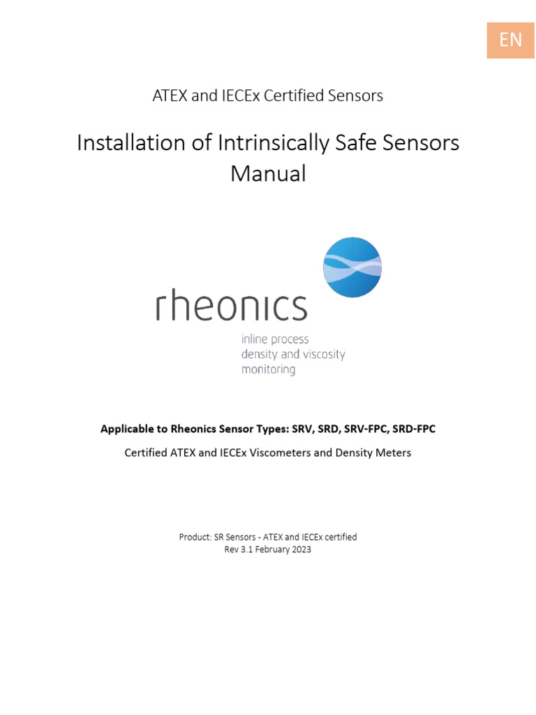 Rheonics - EX I - SRV SRD - Installation and Intrinsic Safety Manual - V3.1 | PDF | Electrical ...