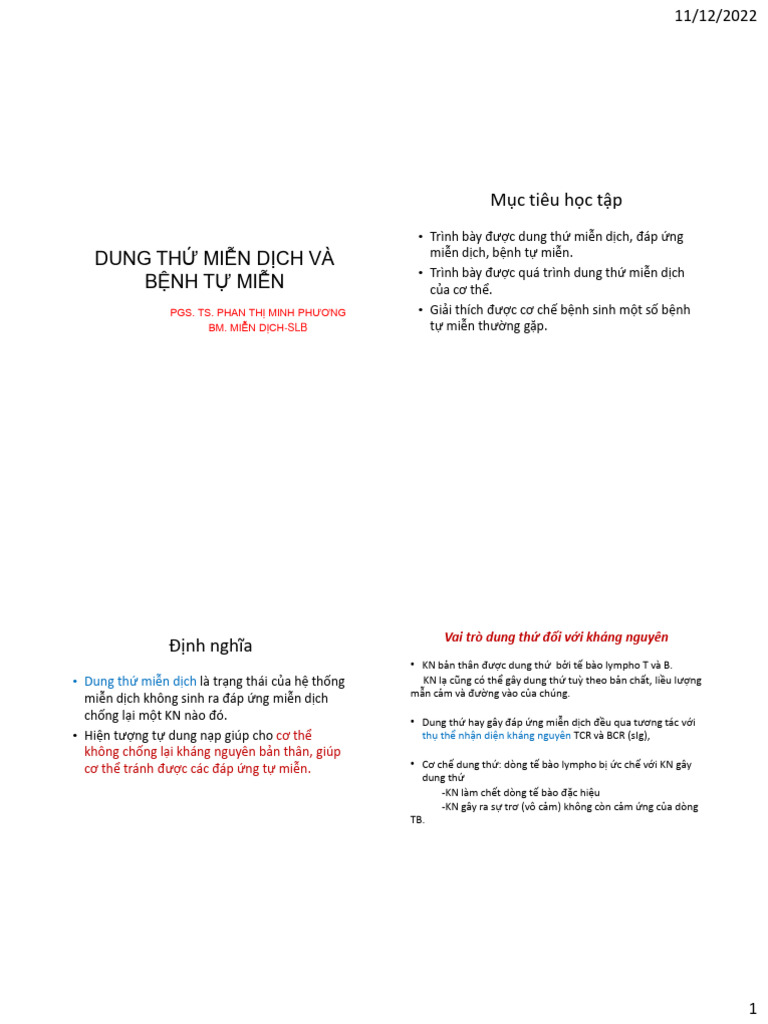 7. Dung thứ miễn dịch và tự miễn | PDF