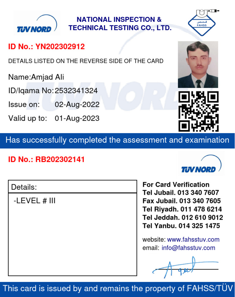 National Inspection & Technical Testing Co., LTD.: ID No.: YN202302912 ...