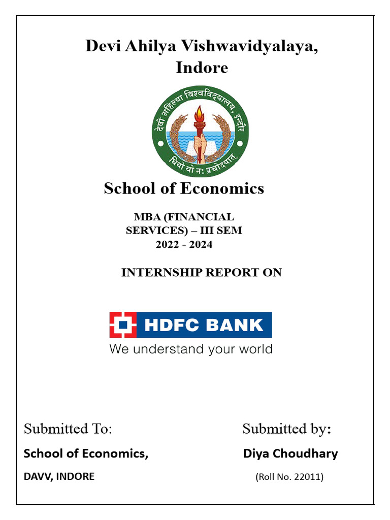 Diya Choudhary Internship Report | PDF | Banks | Money