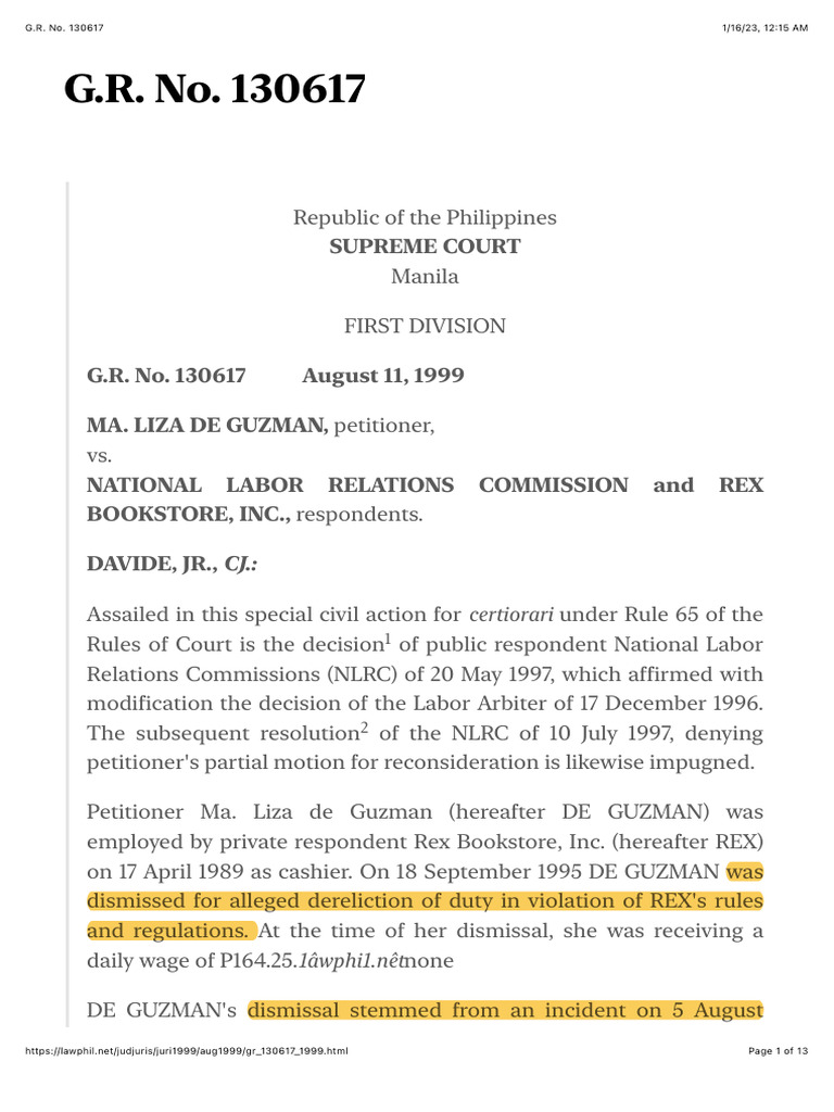 De Guzman v. NLRC | PDF | Employment | Receipt
