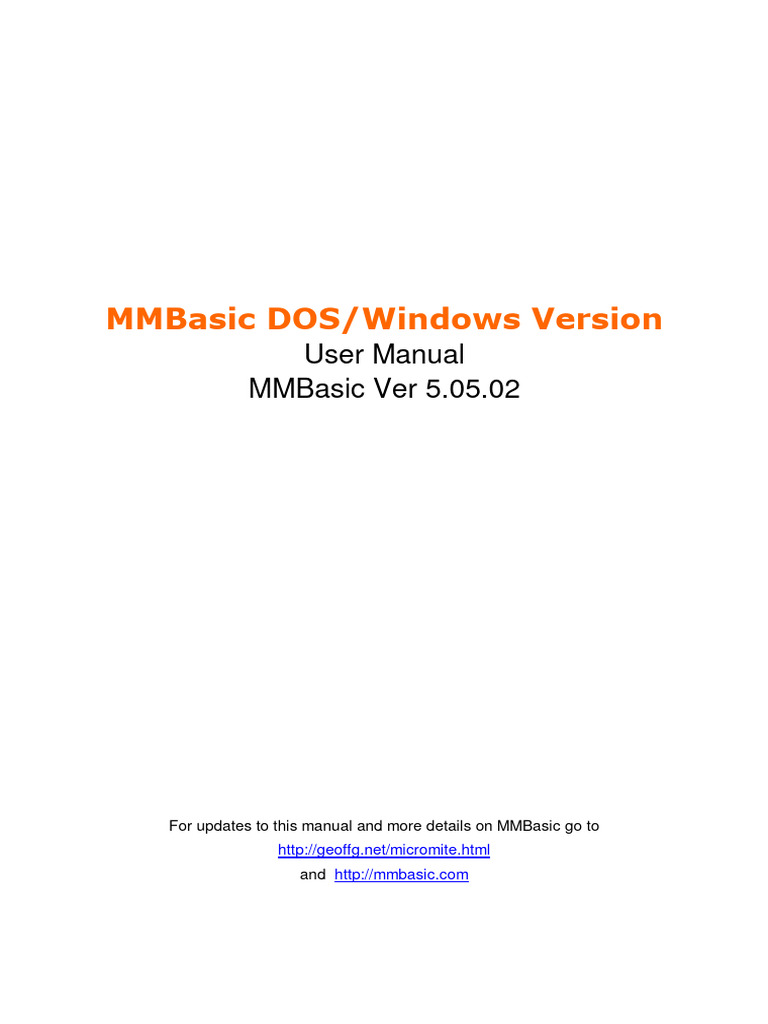 MMBasic DOS Version Manual | PDF | Command Line Interface | Computer File