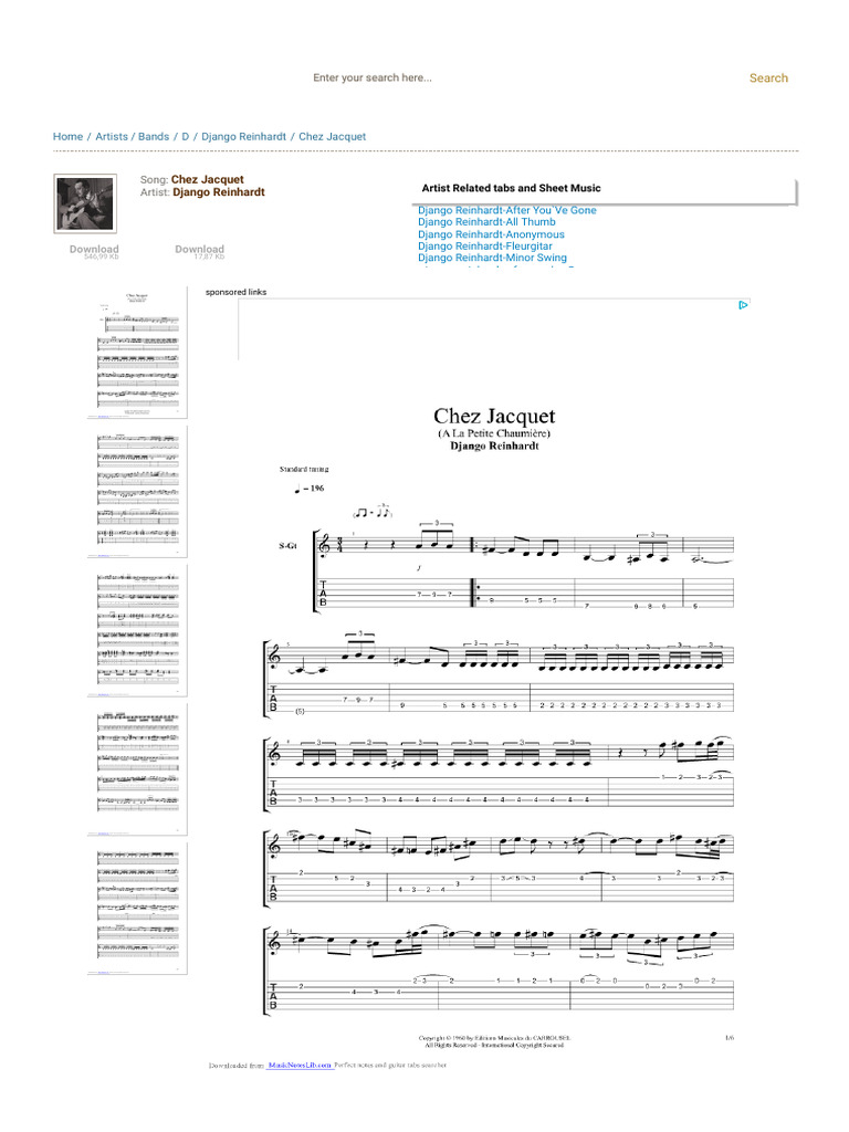 Django Reinhardt Guitar Tabs | PDF