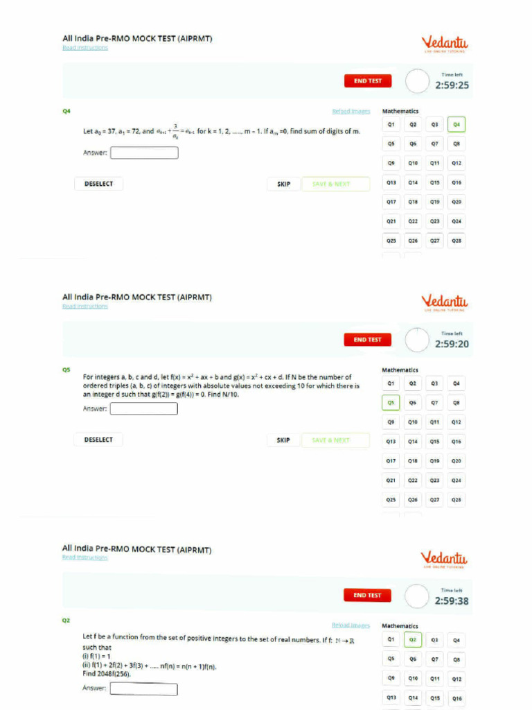 All India Pre-Rmo Mock Test Vedantu | PDF