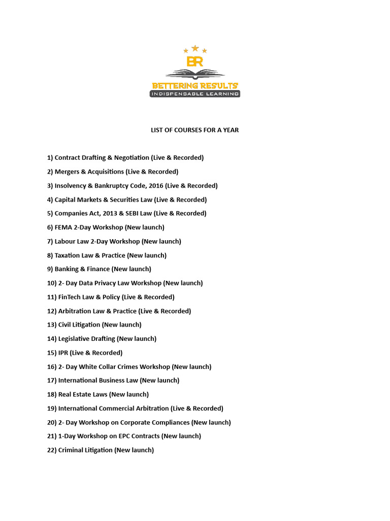 Yearly Law Courses Overview | PDF | Law