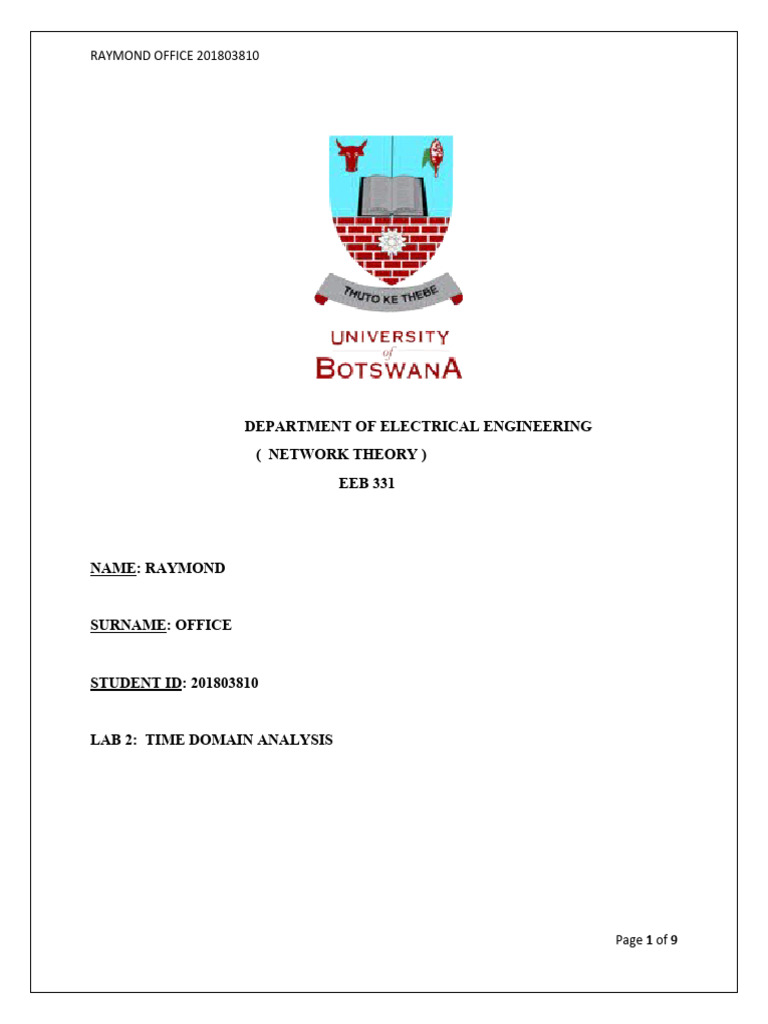 EEB_331_LAB_2 RAY | PDF | Damping | Electrical Network