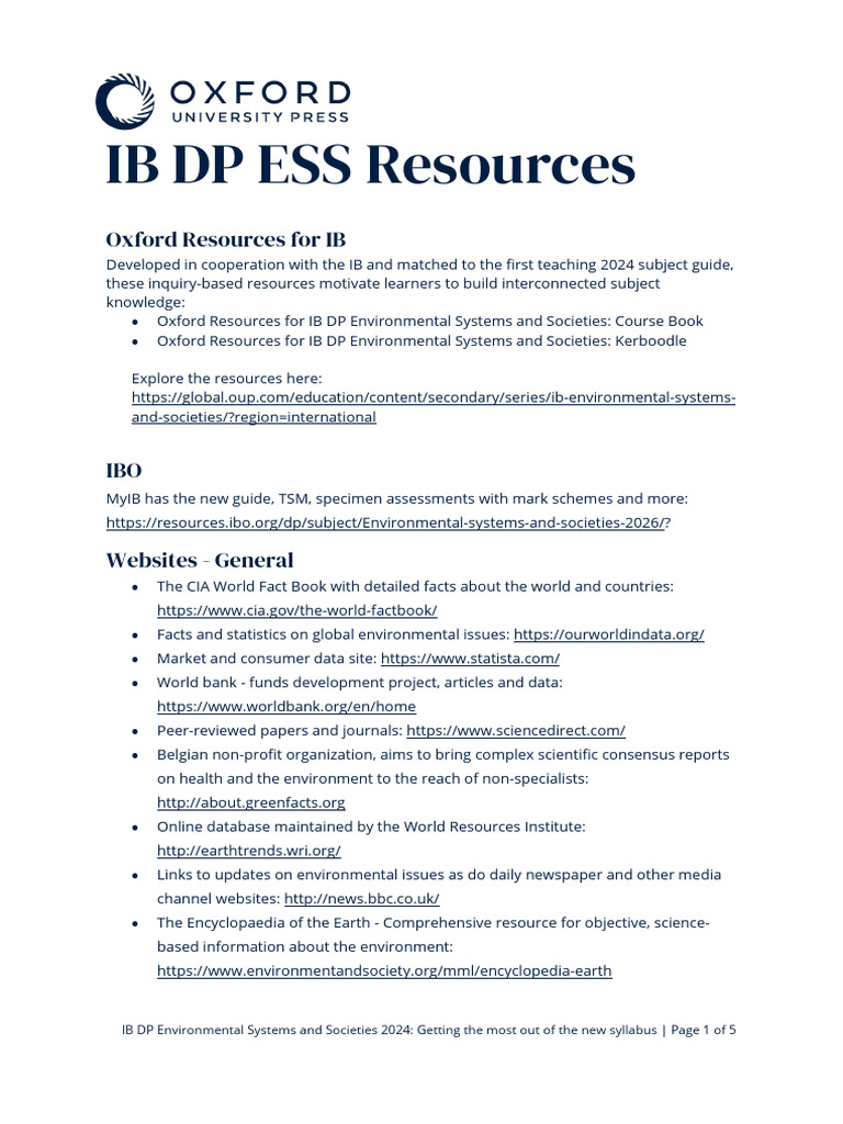 IB DP ESS Webinar Handout PDF | PDF | Sustainability | Earth Sciences IB DP ESS Webinar Handout PDF | PDF | Sustainability | Earth Sciences