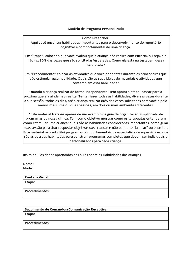 At Modelo de Programa Personalizado | PDF | Carreira e Crescimento