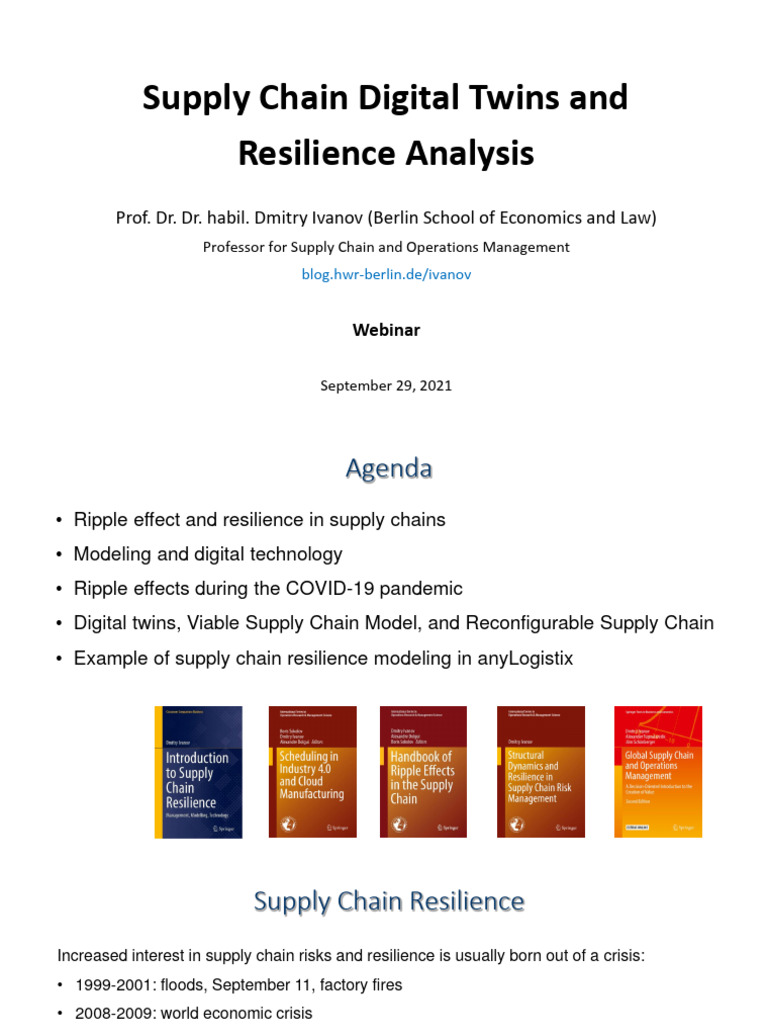 Webinar Supply Chain Digital Twins and Resilience Analysis | PDF ...