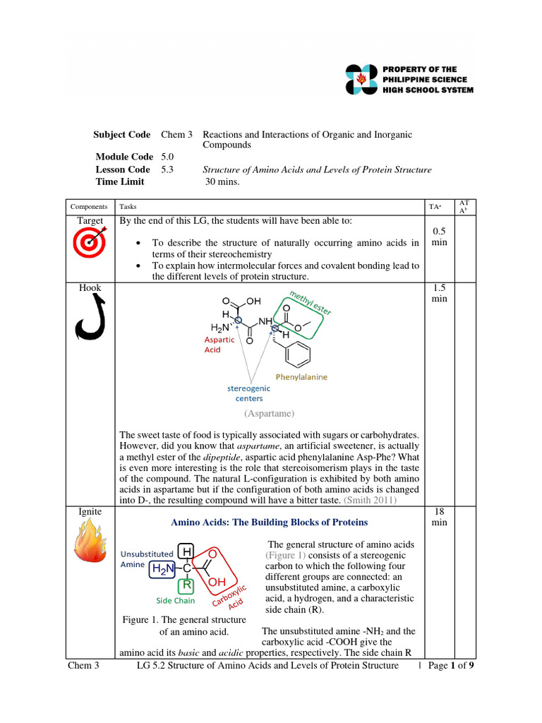 SLG Chem 3 LG 5.3 Structure of Amino Acids and Levels of Protein ... SLG Chem 3 LG 5.3 Structure of Amino Acids and Levels of Protein ...