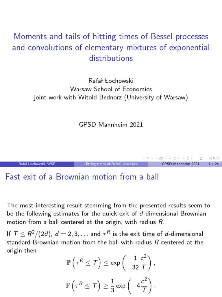 Moments and Tails of Hitting Times of Bessel Processes and Convolutions ...
