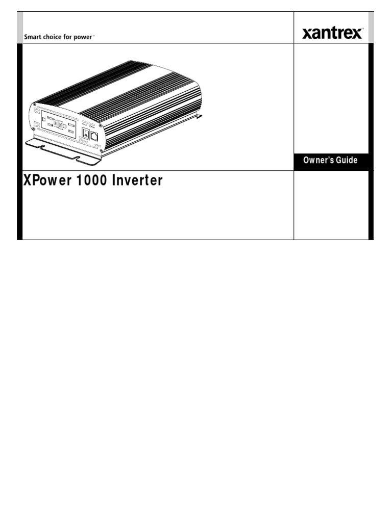 XPower 1000 Inverter Owners Guide 975 0557-01-01 Rev B | PDF | Power ...