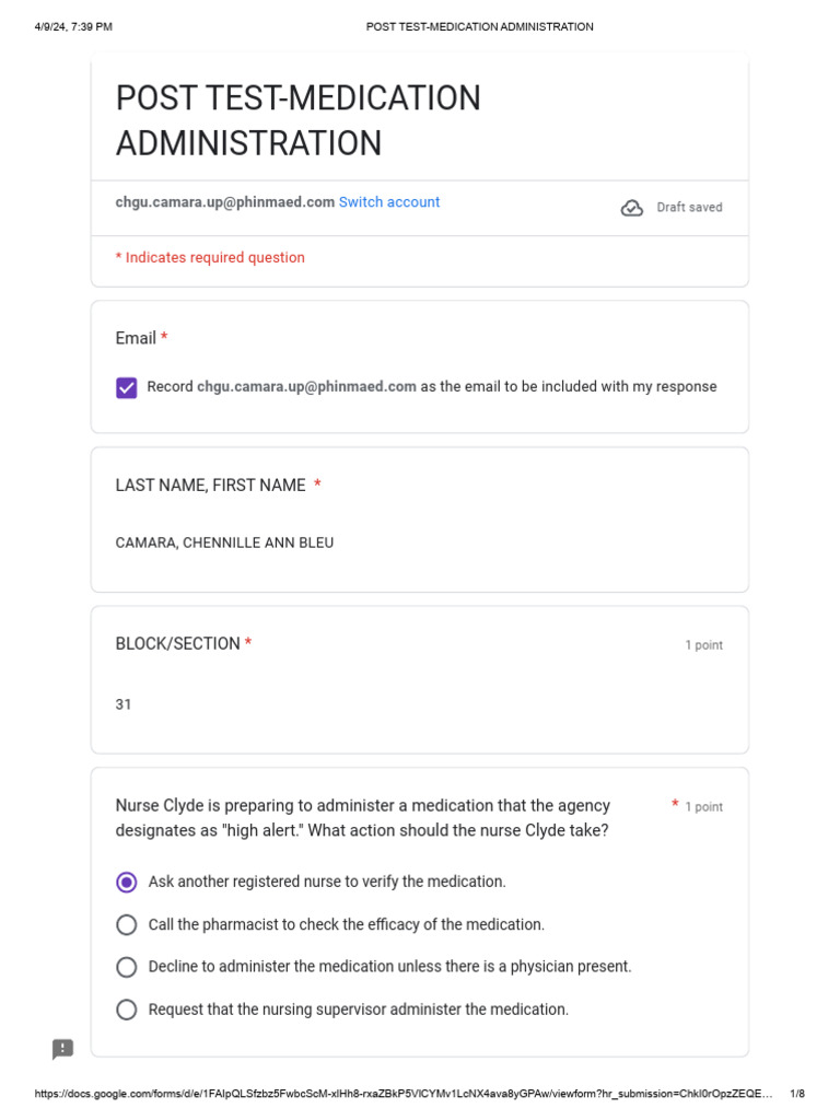 Post Test-Medication Administration | PDF | Injection (Medicine) | Dose ...