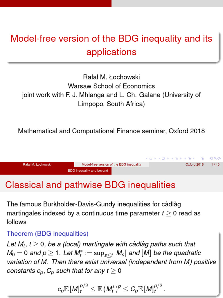 Model-Free Version of The BDG Inequality and Its Applications | PDF ...