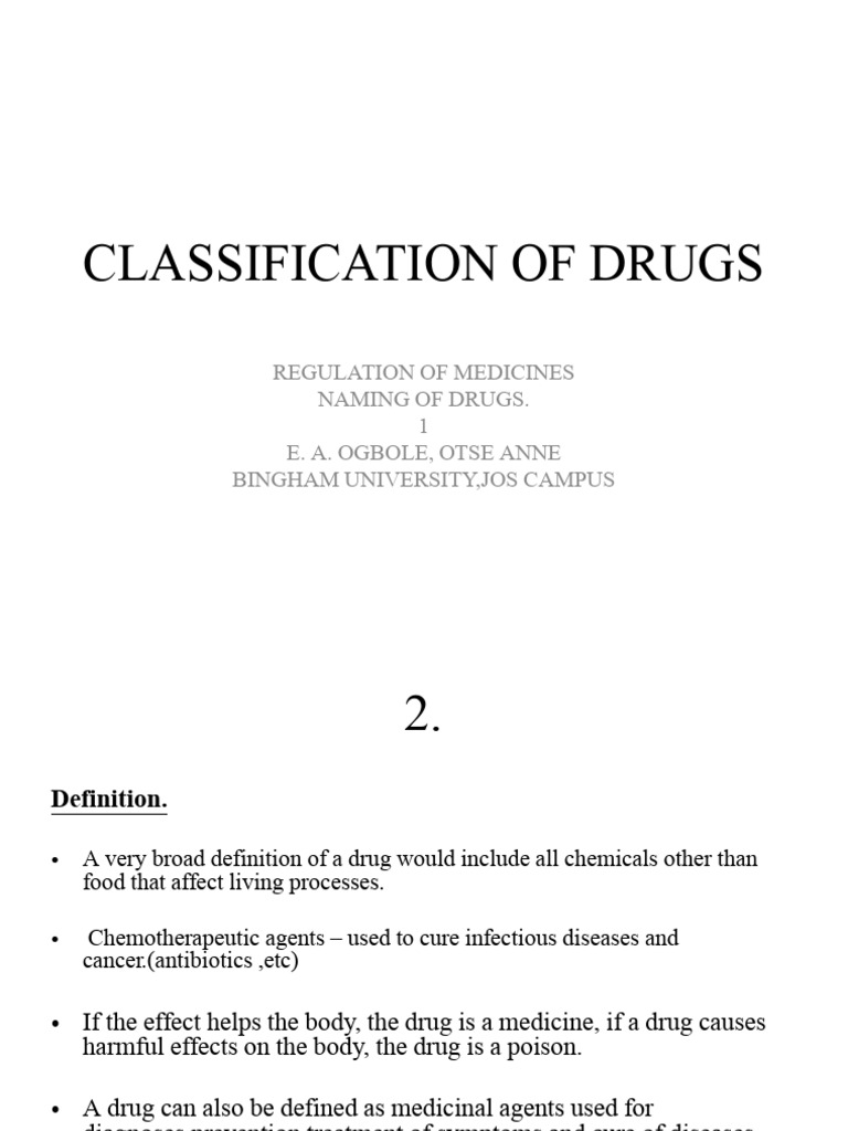 Drug Classification Overview | PDF | Drugs | Pharmacology