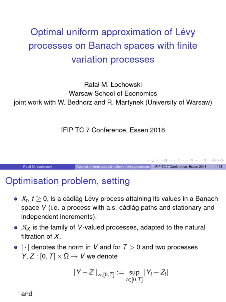 Optimal Uniform Approximation of Le ́vy Processes On Banach Spaces With ... Optimal Uniform Approximation of Le ́vy Processes On Banach Spaces With ...