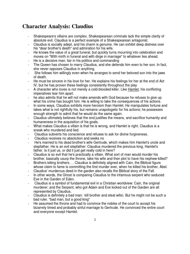 Claudius Analysis | Download Free PDF | Hamlet | Adam And Eve