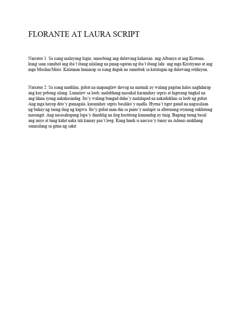 Florante at Laura Script | PDF