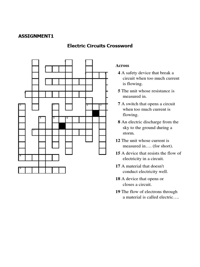 EXO2 Electric Circuits Crossword | PDF | Electricity | Electrical Resistance And Conductance