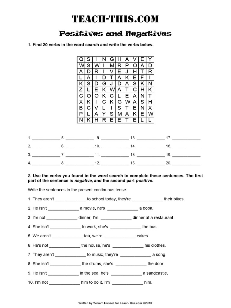 April 1st Verbs (Positives and Negatives) | PDF | Verb | Language Families