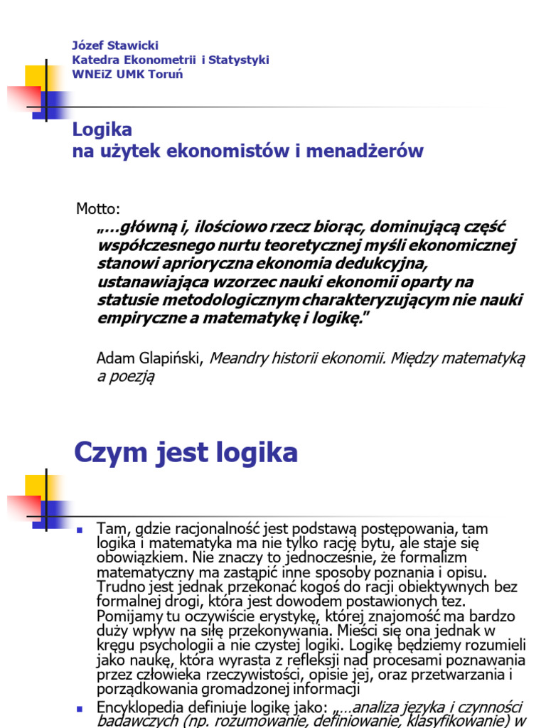 Józef Stawicki-Logika Prezentacja | PDF