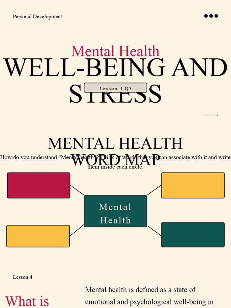 Lesson 4 Mental Health 1 | PDF | Mental Disorder | Stress (Biology)