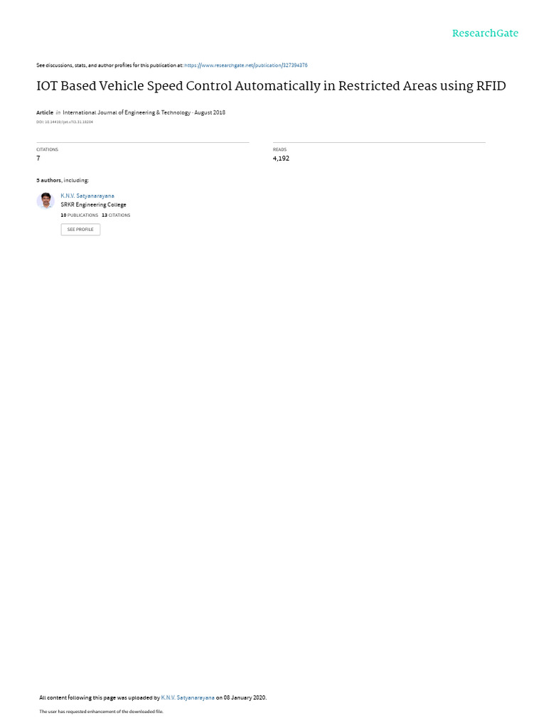 IOT Based Vehicle Speed Control Automatically in R | PDF | Transmitter | Modulation