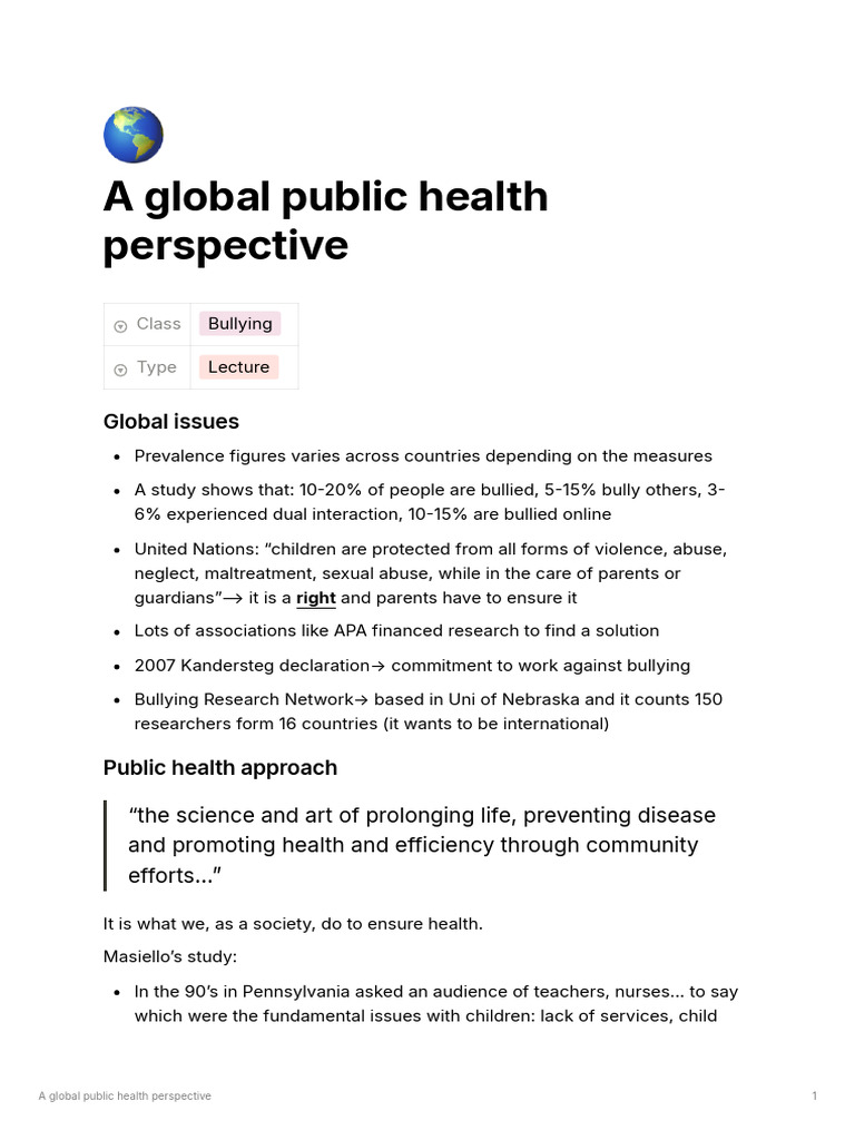 Global Perspective | PDF | Bullying | Child Abuse