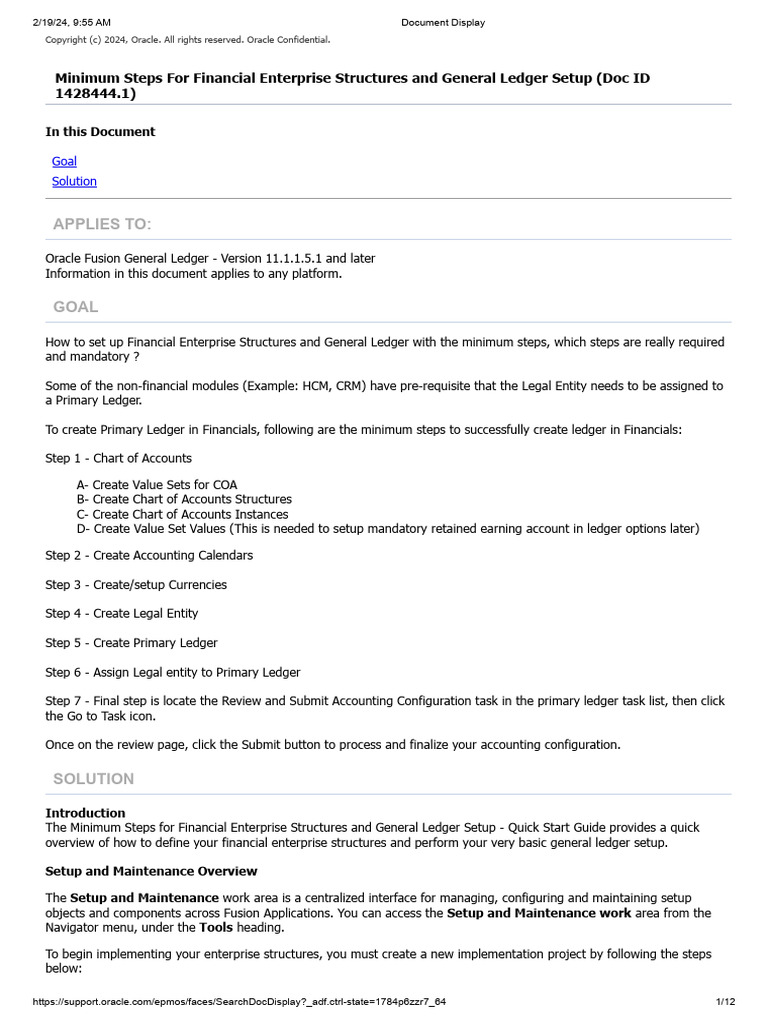 Minimum Steps For Financial Enterprise Structures and General Ledger Setup | PDF | Icon ...
