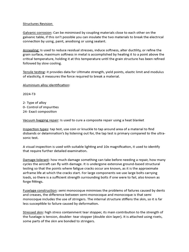 Structures Revision | PDF | Strength Of Materials | Fuselage