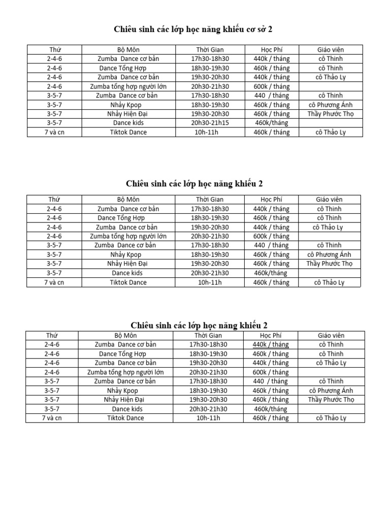 Chieu Sinh Co So 2 | PDF