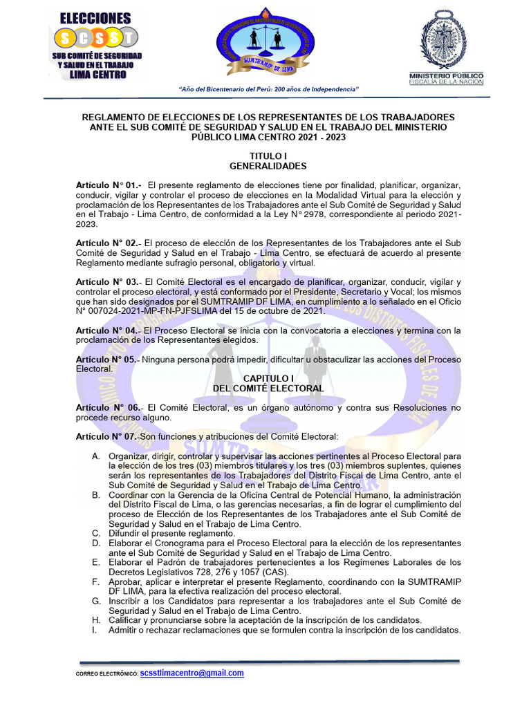 Reglamento CSST - 2021 | PDF | Votación | Documento de identidad