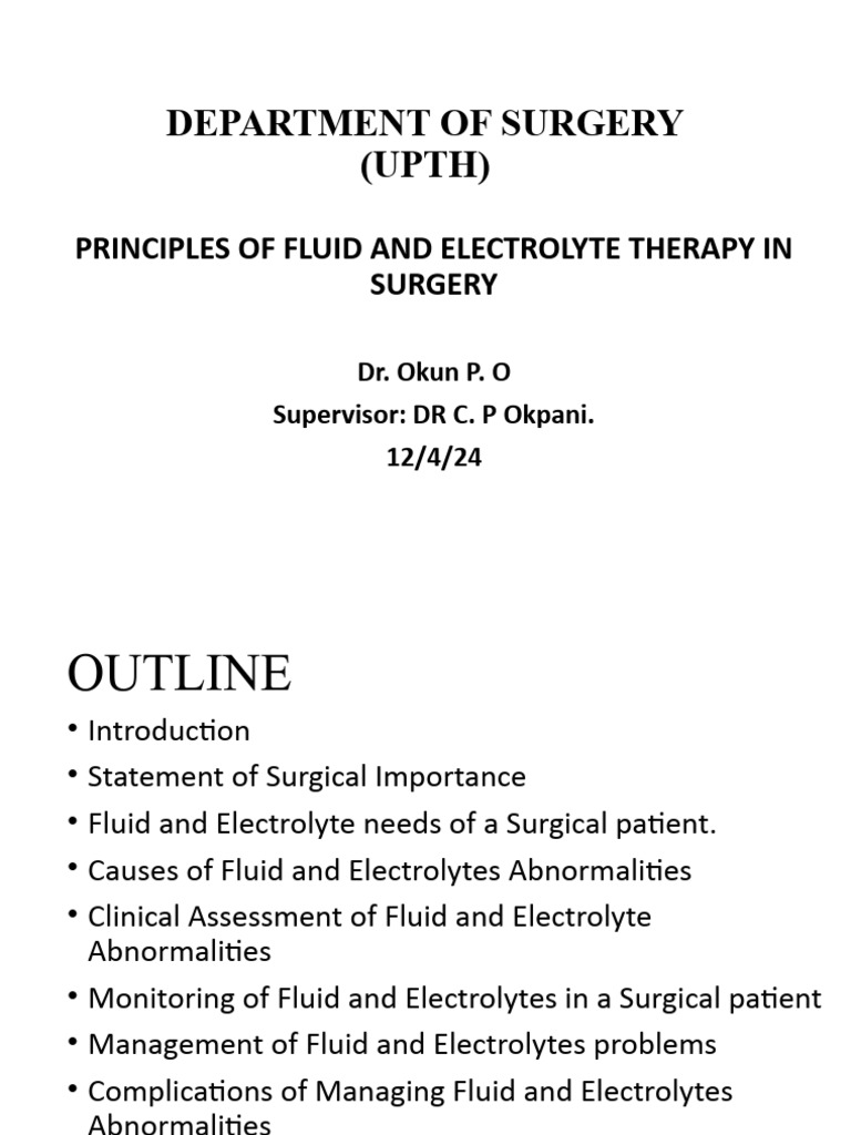 Fluid & Electrolytes in Surgery | PDF | Shock (Circulatory) | Medical ...