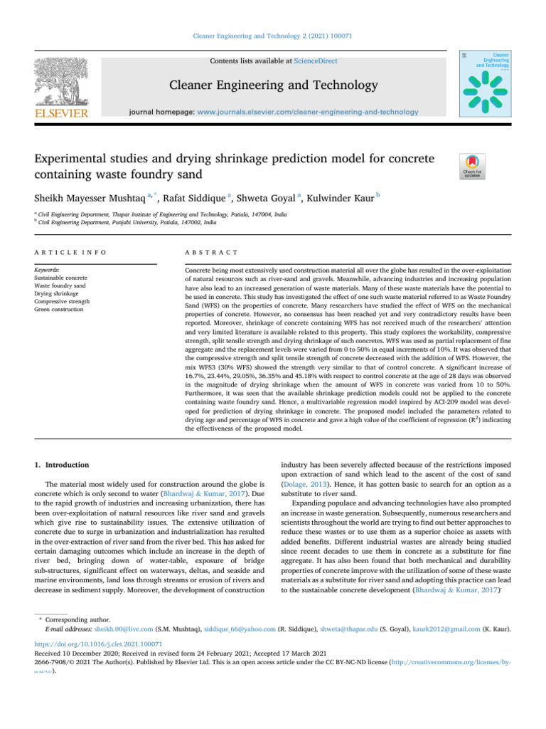 Cleaner Engineering & Technology (2021) | PDF | Concrete | River