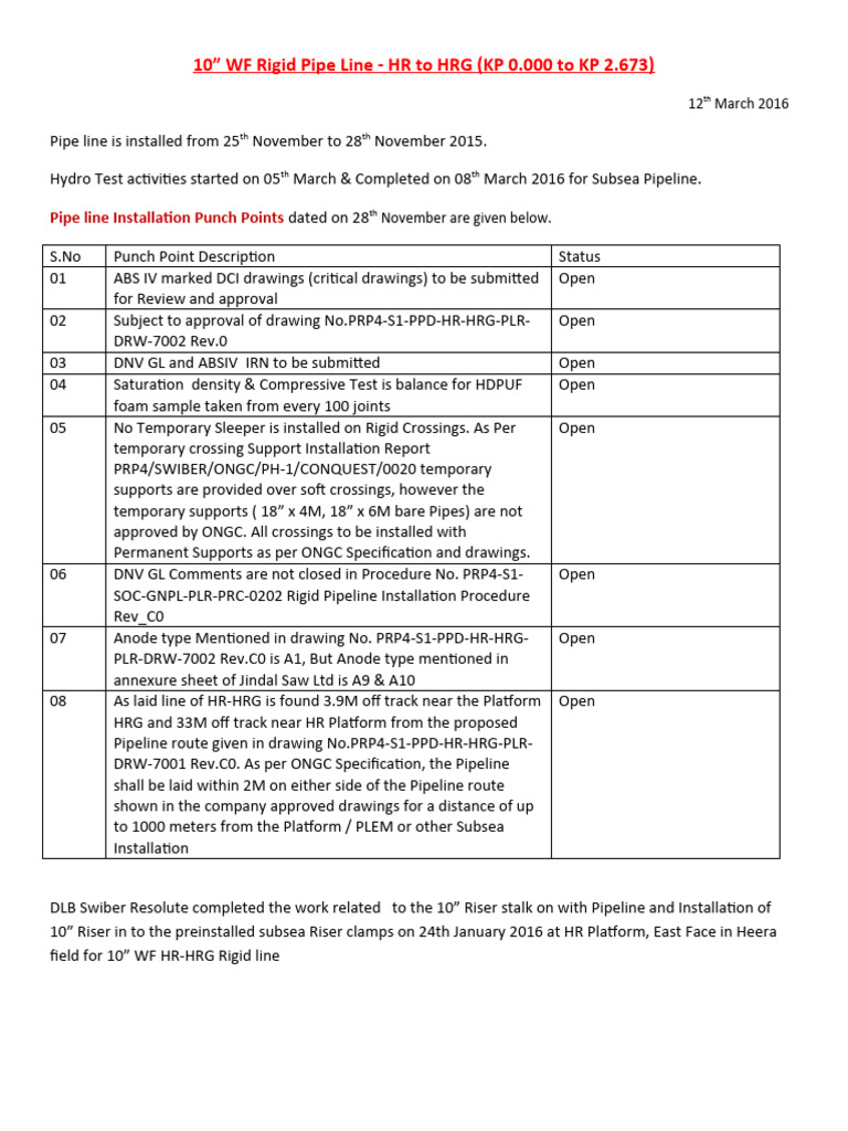10" WF Rigid Pipe Line - HR To HRG | PDF | Mechanical Engineering ...