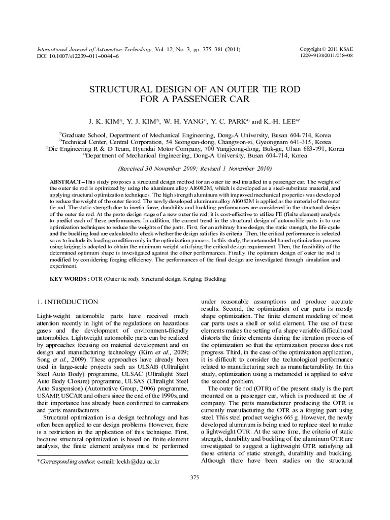 Structural Design of An Outer Tie Rod | PDF | Mathematical Optimization ...