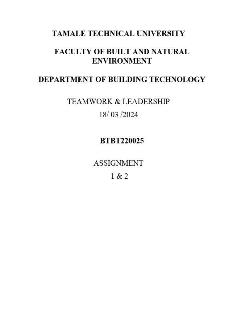 Teamwork Assignment | Download Free PDF | Project Management | Leadership