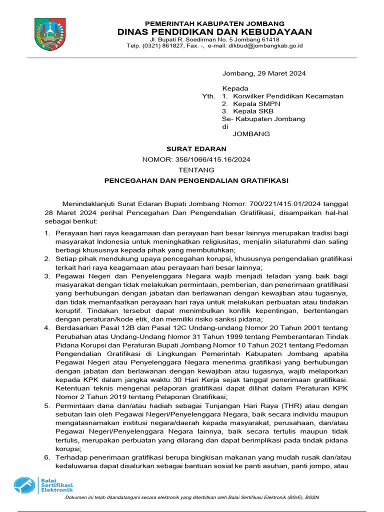 Pencegahan Gratifikasi di Jombang | PDF