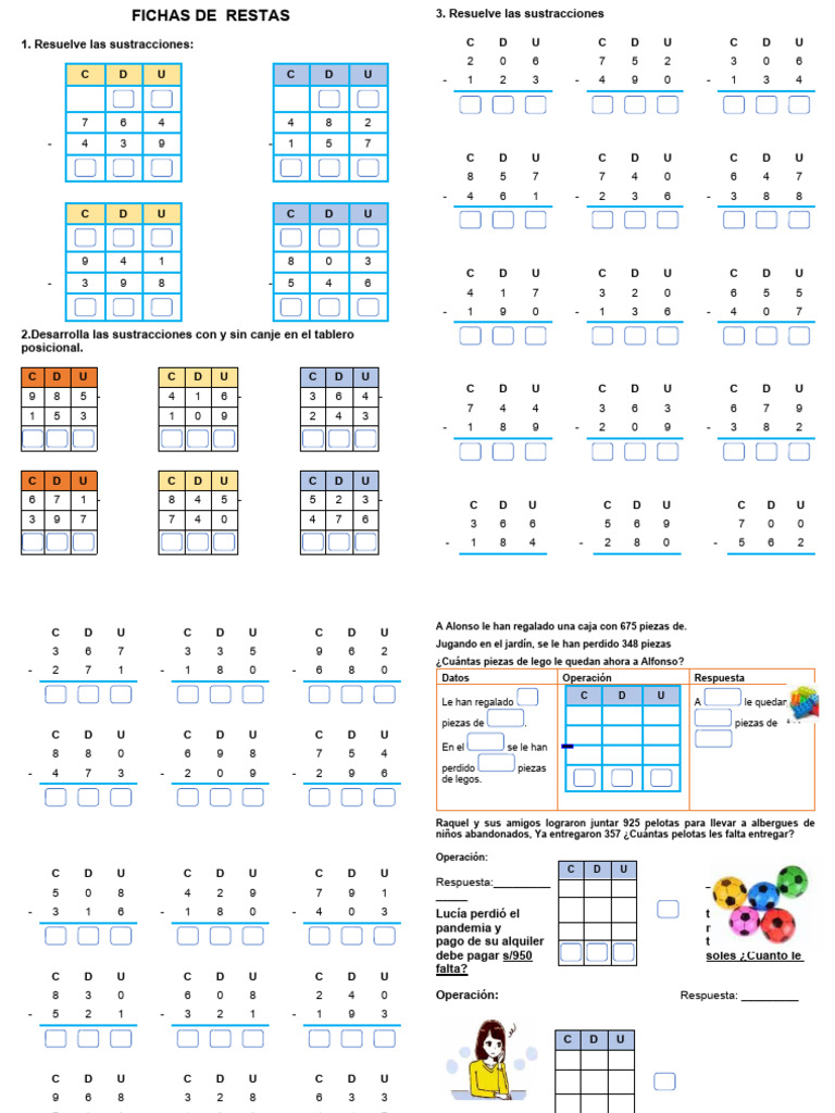 FICHAS DE RESTAS | PDF