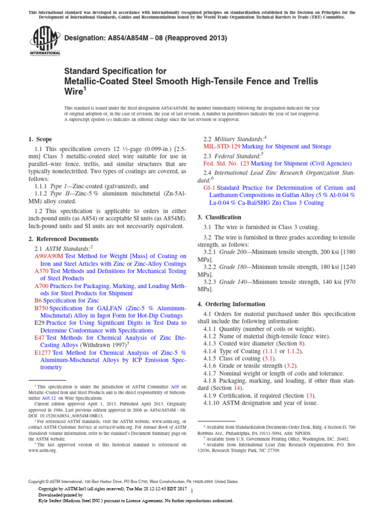 ASTM-A854 Vineyard Wire | PDF | Materials | Metals