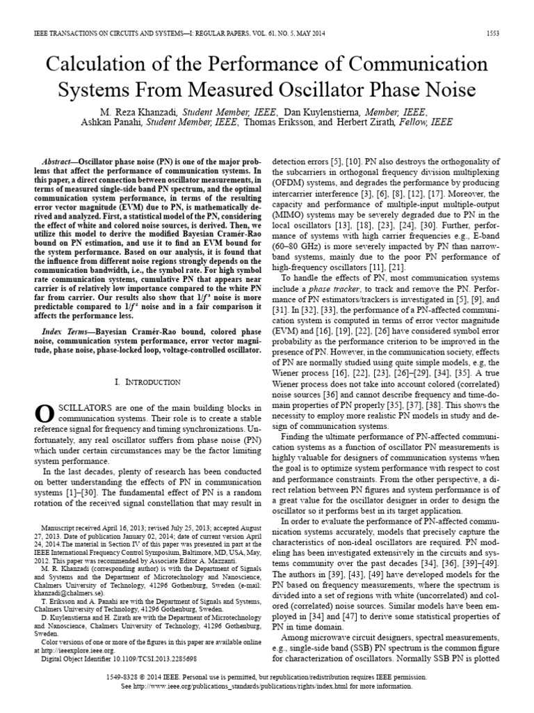 Calculation of The Performance of Communication Systems From Measured ...