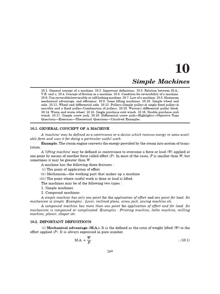 Simple machines | PDF | Machines | Applied And Interdisciplinary Physics
